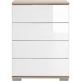 Nachtkommode wimex "Easy", braun (struktureichefarben hell, wei&szlig;glas), B:52cm H:74cm T:38cm, Sideboards