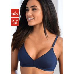 petite fleur by Lascana Damen Bralette-BH, marine+wei&szlig;, Gr&ouml;&szlig;e 75D