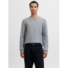 Jack & Jones Strickpullover JACK & JONES "JPRBLAWILSON KNIT CREW NECK", Herren, Gr. L, light grau melange, Strick, Obermaterial: 64% Polyester, 30% Polyacryl, 6% Wolle, meliert, regular fit, Rundhals, Rippb&uuml;ndchen, Pullover Strickpullover