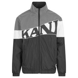 Trainingsjacke Karl Kani "Karl Kani Herren KM242-011-2 Wavy Retro Block Trackjacket", Herren, Gr. S, schwarz, wei&szlig;, 100% Polyester, mehrfarbig, loose fit, amerikanischer Ausschnitt, Jacken Trainingsjacke