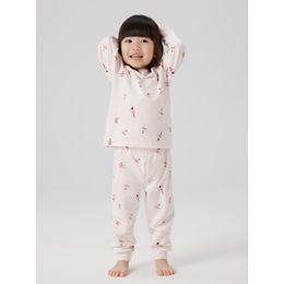 Pyjama name it "NMFNIGHTSET BALLARINA NOOS", M&auml;dchen, Gr. 110/116, pearl, Jersey, Obermaterial: 95% Baumwolle, 5% Elasthan, bedruckt, regular fit normal, Rundhals, Homewear-Sets Pyjama