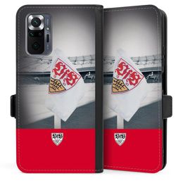 DeinDesign Xiaomi Redmi Note 10 Pro Handy Klapph&uuml;lle Handyh&uuml;lle aus Kunst Leder schwarz Flip Case Vfb Stuttgart Bundesliga Official Licensed Product Sideflip mit