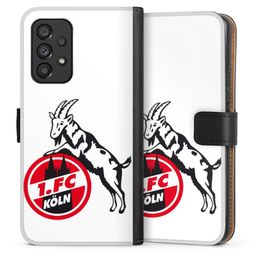 DeinDesign Galaxy A53 5G Handy Klapph&uuml;lle Handyh&uuml;lle aus Kunst Leder schwarz Flip Case Official Licensed Product 1. Fc K&ouml;ln Coat Of Arms Sideflip mit langer 