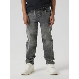 Slim-fit-Jeans name it "NKMRYAN SLIM SWE JEANS 5225-TH NOOS", Jungen, Gr. 158, N-Gr, blau (medium grau denim), Denim/Jeans, Obermaterial: 70% Baumwolle, 27% Polyester, 3% Elasthan, leichte Abriebeffekte, slim fit lang, Jeans Slim-fit-Jeans
