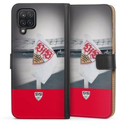 DeinDesign Galaxy A12 Handy Klapph&uuml;lle Handyh&uuml;lle aus Kunst Leder schwarz Flip Case Vfb Stuttgart Bundesliga Official Licensed Product Sideflip mit langer Lasche