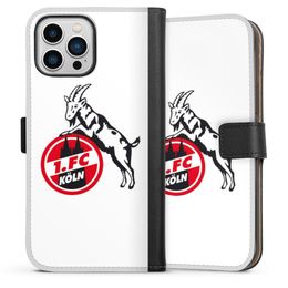 DeinDesign iPhone 13 Pro Max Handy Klapph&uuml;lle Handyh&uuml;lle aus Kunst Leder schwarz Flip Case Official Licensed Product Coat Of Arms 1. Fc K&ouml;ln Sideflip mit langer 