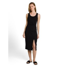 Tr&auml;gerkleid Tom Tailor Denim, Damen, Gr. XXL, N-Gr, deep schwarz, Web, Obermaterial: 95% Viskose, 5% Elasthan, unifarben, k&ouml;rpernah 3/4-L&auml;nge, Rundhals, Kleider Tr&auml;gerkleid, &Auml;rmelloses Sommerkleid mit Schlitz