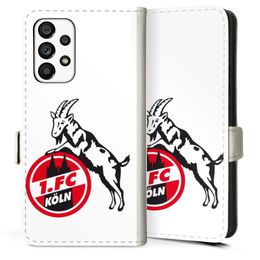DeinDesign Galaxy A53 5G Handy Klapph&uuml;lle Handyh&uuml;lle aus Kunst Leder wei&szlig; Flip Case Official Licensed Product 1. Fc K&ouml;ln Coat Of Arms Sideflip mit Lasche
