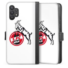 DeinDesign Galaxy A32 4G Handy Klapph&uuml;lle Handyh&uuml;lle aus Kunst Leder schwarz Flip Case Official Licensed Product Coat Of Arms 1. Fc K&ouml;ln Sideflip mit Lasche