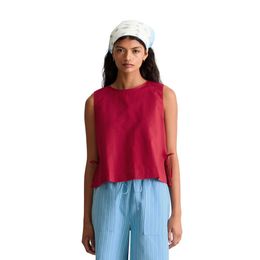 Marc O'Polo Blusentop MARC O'POLO DENIM "aus Leinen-Baumwolle-Mix", Damen, Gr. XL, vivid cherry, Obermaterial: 56% Leinen, 44% Baumwolle, gestreift, regular fit, normaler Saum, Blusen Blusentop