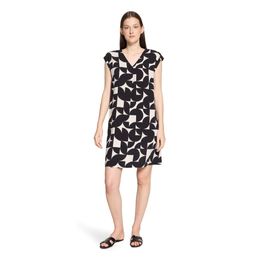 BETTY & CO Druckkleid BETTY & CO "Damen mit Print", Damen, Gr. 36, Normalgr&ouml;&szlig;en, schwarz, wei&szlig;, Obermaterial: 100% Viskose, l&auml;ssig geschnitten kurz, V-Ausschnitt, Kleider Druckkleid