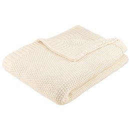 Wohndecke OTTO HOME "Phelon", beige (creme), B:130cm L:170cm, Baumwolle, Wohndecken, Wohndecke, 100% Baumwolle, Trendiges Strickmuster, 130 &times; 170 cm, 540 g/m&sup2;, weich