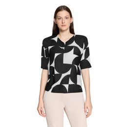 BETTY & CO Strickpullover BETTY & CO "Damen mit Print", Damen, Gr. 36, schwarz, wei&szlig;, Feinstrick, Obermaterial: 90% Viskose, 10% Polyamid, figurumspielend normal, Rundhals, Pullover Strickpullover