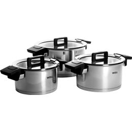 Topf-Set Woll "Concept", silber (silberfarben), H:13cm &Oslash;:24cm, T&ouml;pfe, 5 mm dicker, vollst&auml;ndig gekapselter Boden