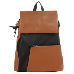 Cityrucksack CLUTY, Damen, Gr. B/H/T: 27cm x 30cm x 4cm, onesize, braun (cognac), Leder, Rindsleder, Rucks&auml;cke Cityrucksack, echt Leder, Made in Italy