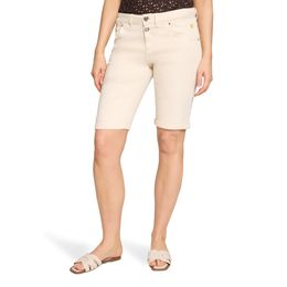 Shorts Cartoon "Damen mit Stickerei", Damen, Gr. 34, Normalgr&ouml;&szlig;en, beige, Obermaterial: 91% Baumwolle, 6% Elastomultiester, 3% Elasthan, figurbetont kurz, Hosen Shorts