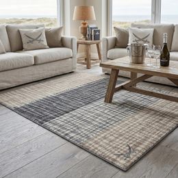 Teppich Sansibar "Heide SA-039", grau, B:67cm H:10mm L:120cm, Polypropylen, Teppiche, Teppich, modernes Design, gestreift, mit Motiv: gekreuzte S&auml;bel, Wohnzimmer