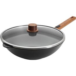 Wok WOLL MADE IN GERMANY "Eco Logic QXR", schwarz, natur, H:10cm &Oslash;:32cm, Pfannen, Wok