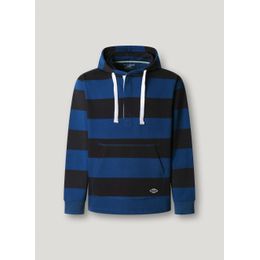 Hoodie Pepe Jeans "JOE STRIPES HOODIE", Herren, Gr. L, deep sea blau, Sweatware, Obermaterial: 100% Baumwolle, gestreift, h&uuml;ftbedeckend, Rundhals, Rippb&uuml;ndchen, Sweatshirts Hoodie, mit verdeckter Knopfleiste