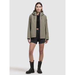 Anorak Khujo "WOOM", Damen, Gr. L, gr&uuml;n (graugr&uuml;n), Canvas, 100% Polyester, unifarben, regular fit h&uuml;ftlang, Raglan&auml;rmel elastischer Bund mit Daumenl&ouml;chern,mit Windstopper, Jacken