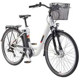 E-Bike Telefunken "Multitalent RC822" Gr. 48, wei&szlig; (wei&szlig;, schwarz), Elektrofahrr&auml;der, 48cm, 28 Zoll (71,12cm), Elektrofahrrad, Damen Herren, 28 Zoll, 36,9 V, 531,3 Wh Akku, Pedelec
