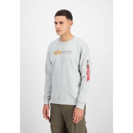 Sweater Alpha Industries "Alpha Label Sweatshirt", Herren, Gr. L, grau (pastel grau), Obermaterial: 80% Baumwolle, 20% Polyester, regular fit, Sweatshirts Sweater
