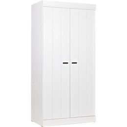 Kleiderschrank Woood "Connect mit Streifen-T&uuml;ren mit Schlitzen (3-t&uuml;rig)", wei&szlig;, B:94cm H:195cm T:53cm, FSC-zertifizierter Holzwerkstoff, Schr&auml;nke, Kleiderschrank, FSC Massivkiefer, Melamin-Innenraum