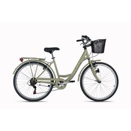 Cityrad Dacapo "Dacapo Citybike 26'' Cantaloupe khaki mit Korb" Gr. 44, braun, braun, Fahrr&auml;der, Damen, 44cm, 26 Zoll (66,04cm) hinten: 26 Zoll (66,04cm)
