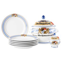 Geschirr-Set Seltmann Weiden "Set 8-tlg. Compact Bayern", wei&szlig; (wei&szlig;, blau), 8 Stk., Porzellan, Geschirr-Sets, Geschirr-Set, Teller, Terrine, Senftopf, Bayern, Set