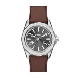 Quarzuhr Diesel "Stinger", braun, grau, Armbanduhren, Herren, Quarzuhr, Armbanduhr, Herrenuhr, Lederarmband, analog