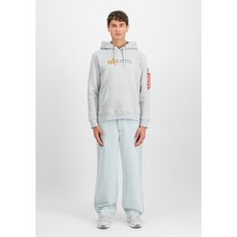 Hoodie Alpha Industries "Alpha Label Hoodie", Herren, Gr. L, grau (pastel grau), Obermaterial: 80% Baumwolle, 20% Polyester, regular fit, Sweatshirts Hoodie