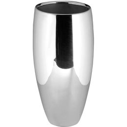 Dekovase Fink "AFRICA", silber (silberfarben), H:28cm &Oslash;:14cm, Eisen, Vasen, Tischvase aus Metall, vernickelt