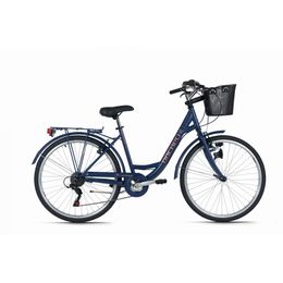 Cityrad Dacapo "Dacapo Citybike 26'' Cantaloupe Blau mit Korb RH 48 cm" Gr. 44, blau, blau, Fahrr&auml;der, Damen, 48cm, 26 Zoll (66,04cm) hinten: 26 Zoll (66,04cm)