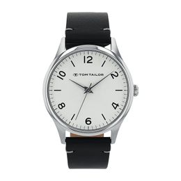 Quarzuhr Tom Tailor, schwarz, Armbanduhren, Herren, Quarzuhr, Armbanduhr, Herrenuhr, Lederarmband, analog