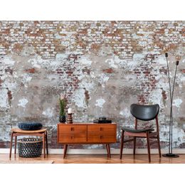 Livingwalls Fototapete LIVING WALLS "Steinwand Fototapete", beige (beige,grau,braun), B:1,59m H:0,01m L:2,8m, Vlies, Tapeten, Tapete Steinoptik Stein-Tapete Loft Industrial Used Look