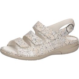 Waldl&auml;ufer Sandale WALDL&Auml;UFER "GUNNA", Damen, Gr. 3,5 (36), hellbeige, Nappaleder, gemustert, metallic, Basic, Schuhe Sandale, Sommerschuh, Bequemschuh mit Klett- und Druckknopfverschluss, G-Weite