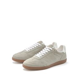 Sneaker ELBSAND "Schn&uuml;rschuh, Retro Sneaker, Lederschuh, Halbschuh, Ledersneaker", Herren, Gr. 46, hellgrau, Obermaterial: 70% Rindsleder, 30% Schafsleder. Decksohle: 100% Textilmaterial. Futter: 70% Textilmaterial, 30% Lederimitat. Laufsohle: 100% Synthetik, unifarben, Schuhe Sneaker, NEU Freizeitschuh, Schn&uuml;rhalbschuh, Turnschuh aus Leder im Retro-Look