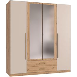 Kleiderschrank wimex "Marburg erh&auml;ltlich in den Breiten 135cm & 180cm", beige (kaschmir, abgesetzt artisan eiche), B:180cm H:199cm T:58cm, Holzwerkstoff, Schr&auml;nke, Kleiderschrank, inkl. Spiegel und zwei Schubladen