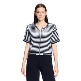 Shirtjacke Betty Barclay "Damen mit Rei&szlig;verschluss", Damen, Gr. 36, wei&szlig;, dunkelblau, Rippware, Obermaterial: 95% Baumwolle, 5% Elasthan, gerade normal, Rundhals, Shirts Shirtjacke