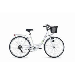 Cityrad Dacapo "Dacapo Citybike 28'' Papilio wei&szlig;-Lila mit Korb RH 48 cm" Gr. 48, wei&szlig;, wei&szlig;, Fahrr&auml;der, Damen, 48cm, 28 Zoll (71,12cm) hinten: 28 Zoll (71,12cm)
