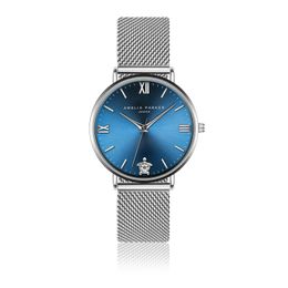 Quarzuhr AMELIA PARKER "AG3-B018S", blau (silber), Armbanduhren, Damen, Quarzuhr