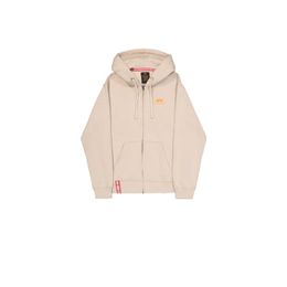 Hoodie Alpha Industries "Basic Zip Hoodie SL", Herren, Gr. L, beige (organic beige), Obermaterial: 80% Baumwolle, 20% Polyester, regular fit, Sweatshirts Hoodie