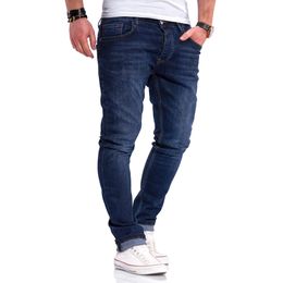 Rello & Reese Slim-fit-Jeans RELLO & REESE, Herren, Gr. 31, L&auml;nge 32, blau (dunkelblau), 97% Baumwolle, 3% Elasthan, Jeans Slim-fit-Jeans, mit schmalem Bein