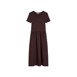 Marc O'Polo Jerseykleid MARC O'POLO DENIM "mit Baumwoll-Popelinerock", Damen, Gr. XL, Normalgr&ouml;&szlig;en, burnt aubergine, Obermaterial: 96% Baumwolle, 4% Elasthan, unifarben, slim fit wadenlang, Kleider Jerseykleid