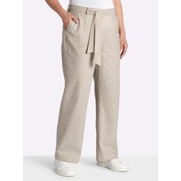 sheego Gro&szlig;e Gr&ouml;&szlig;en Palazzohose mit Bindeg&uuml;rtel, beige, Gr&ouml;&szlig;e 22 - Damen