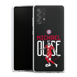 DeinDesign Galaxy A52s 5G Handy Silikon H&uuml;lle Case wei&szlig; Handyh&uuml;lle Fc Bayern M&uuml;nchen Michael Olise Official Licensed Product Silikon Case
