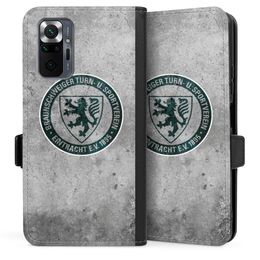 DeinDesign Xiaomi Redmi Note 10 Pro Handy Klapph&uuml;lle Handyh&uuml;lle aus Kunst Leder schwarz Flip Case Concrete Eintracht Braunschweig Logo Sideflip mit langer Lasche