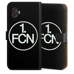 DeinDesign Galaxy XCover 6 Pro Handy Klapph&uuml;lle Handyh&uuml;lle aus Kunst Leder schwarz Flip Case 1. Fc N&uuml;rnberg Logo 1. Fcn Sideflip mit langer Lasche