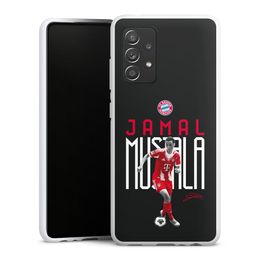 DeinDesign Galaxy A52s 5G Handy Silikon H&uuml;lle Case wei&szlig; Handyh&uuml;lle Fc Bayern M&uuml;nchen Jamal Musiala Official Licensed Product Silikon Case