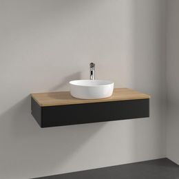 Villeroy & Boch Villeroy und Boch Antao Waschtisch-Unterschrank K09051PD 100x19x50cm, Hahnloch, Waschbeckenplattenfarbe honey oak, black matt lacquer